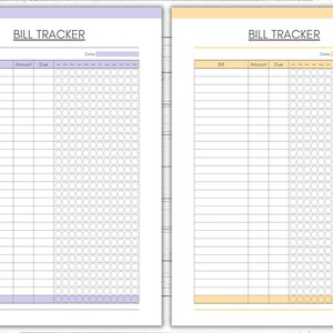 Printable Bill Payment Sheet, Monthly Bills Record, Bill Tracking Sheet ...