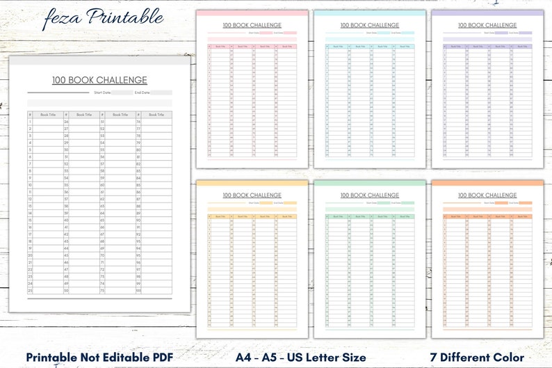 100 Book Challenge Tracker Template Reading Challenge Book - Etsy