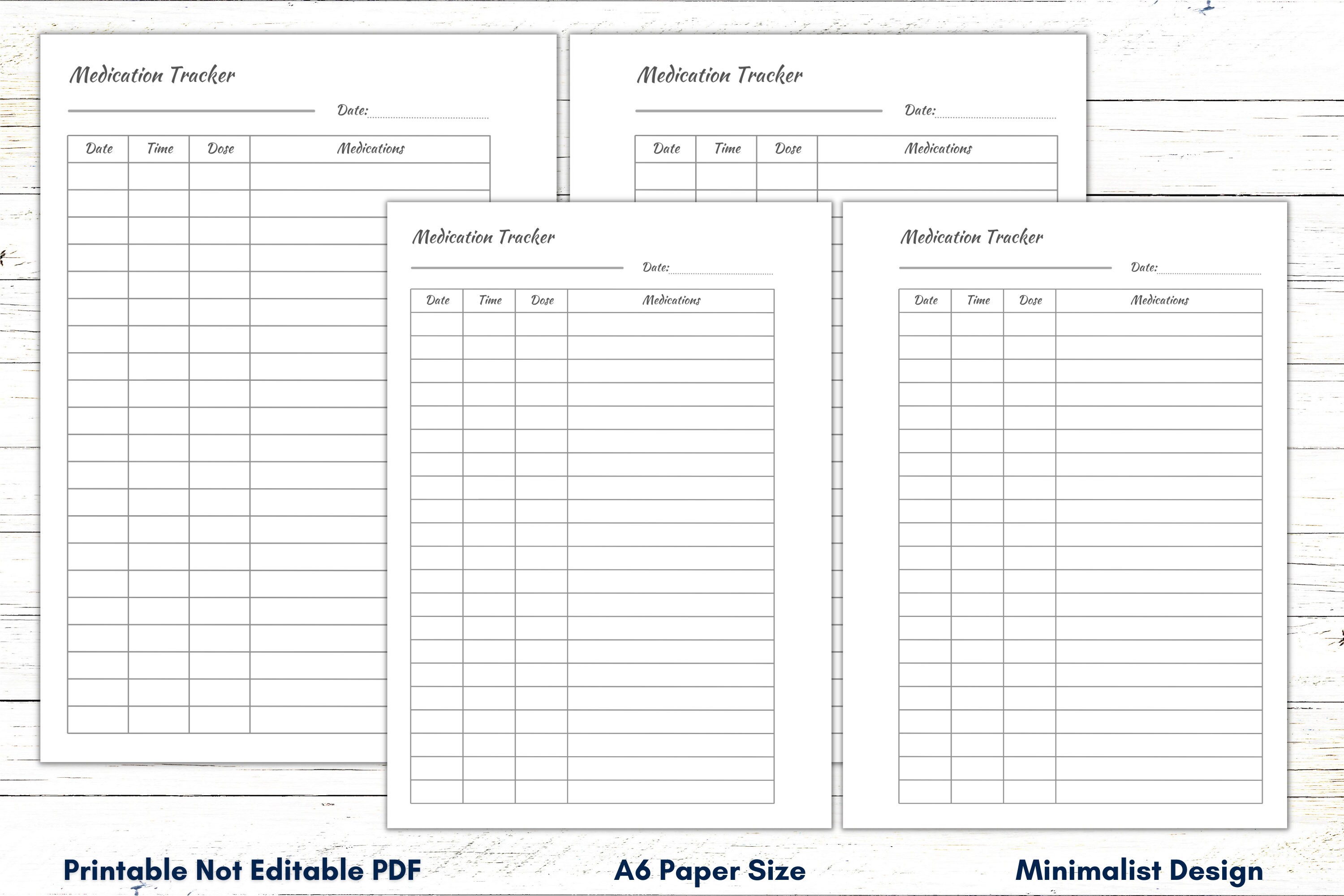 A6 Medication Tracker, Medication Log, Medication List, Medication ...