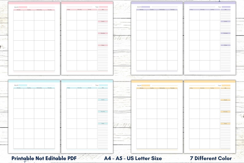Printable Monthly Calendar, Printable Monthly Organizer, Printable ...
