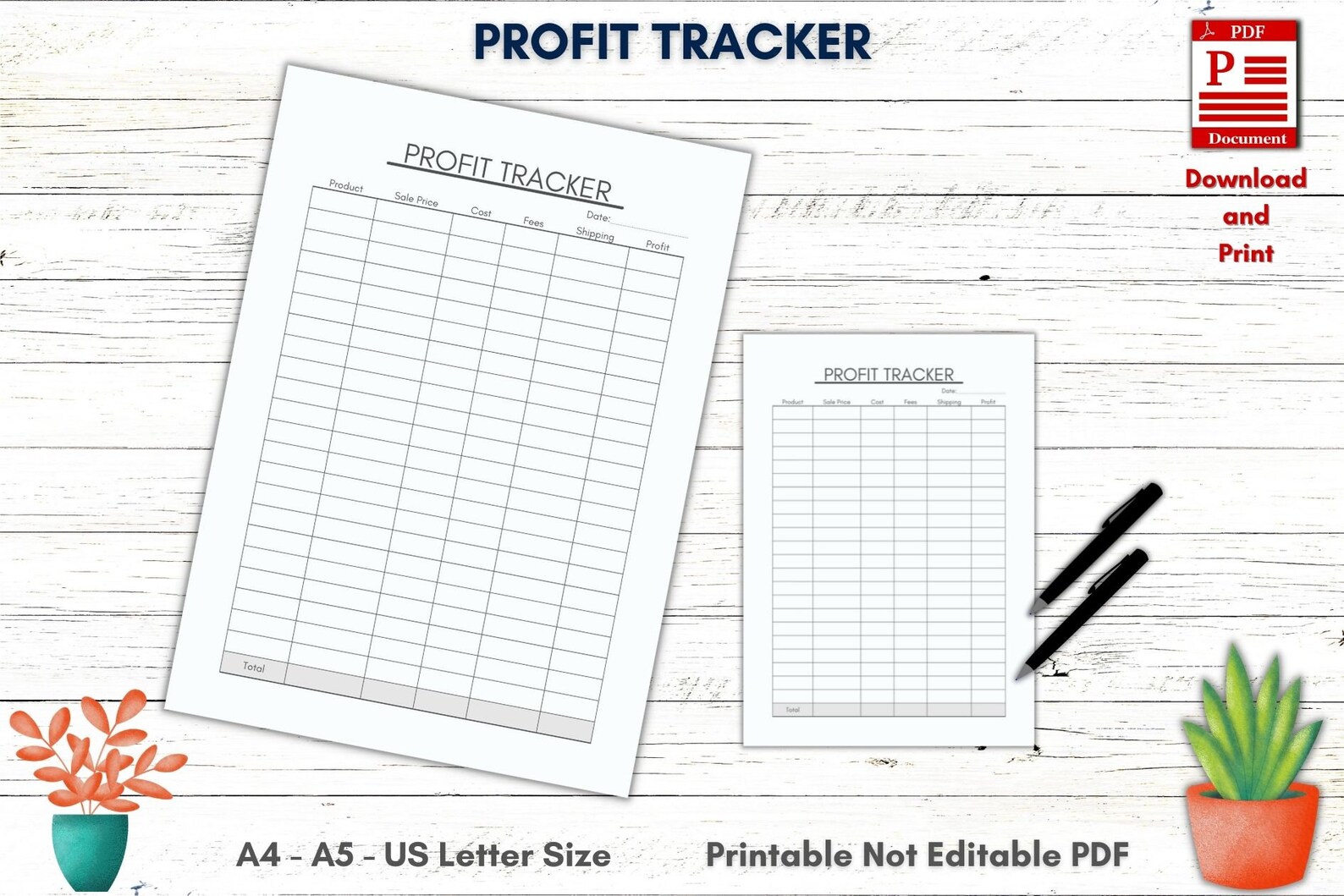 Printable Profit Tracker Printable Profit Log Printable | Etsy