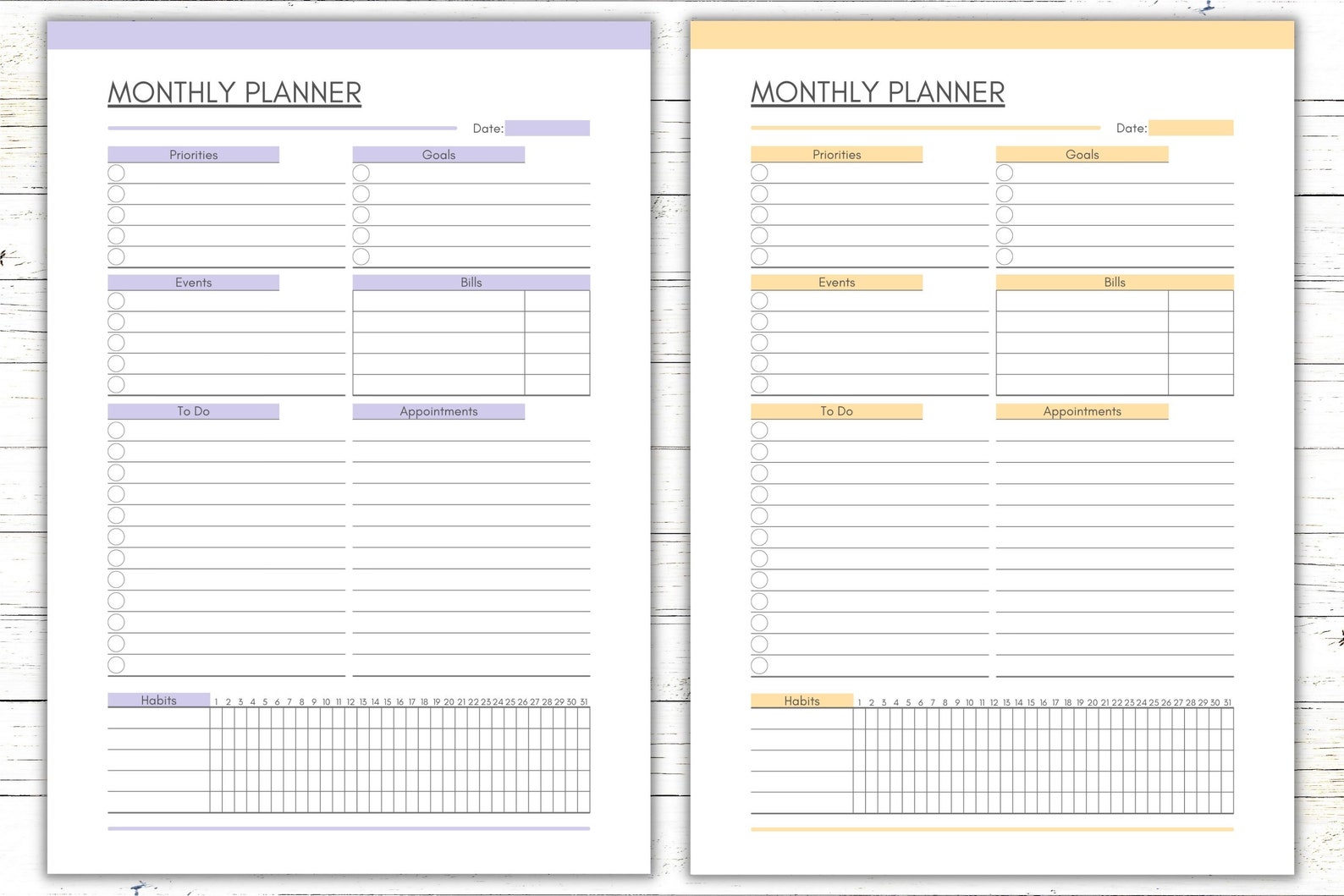 Printable Monthly Planner, PDF Monthly Calendar, PDF Monthly Organizer ...