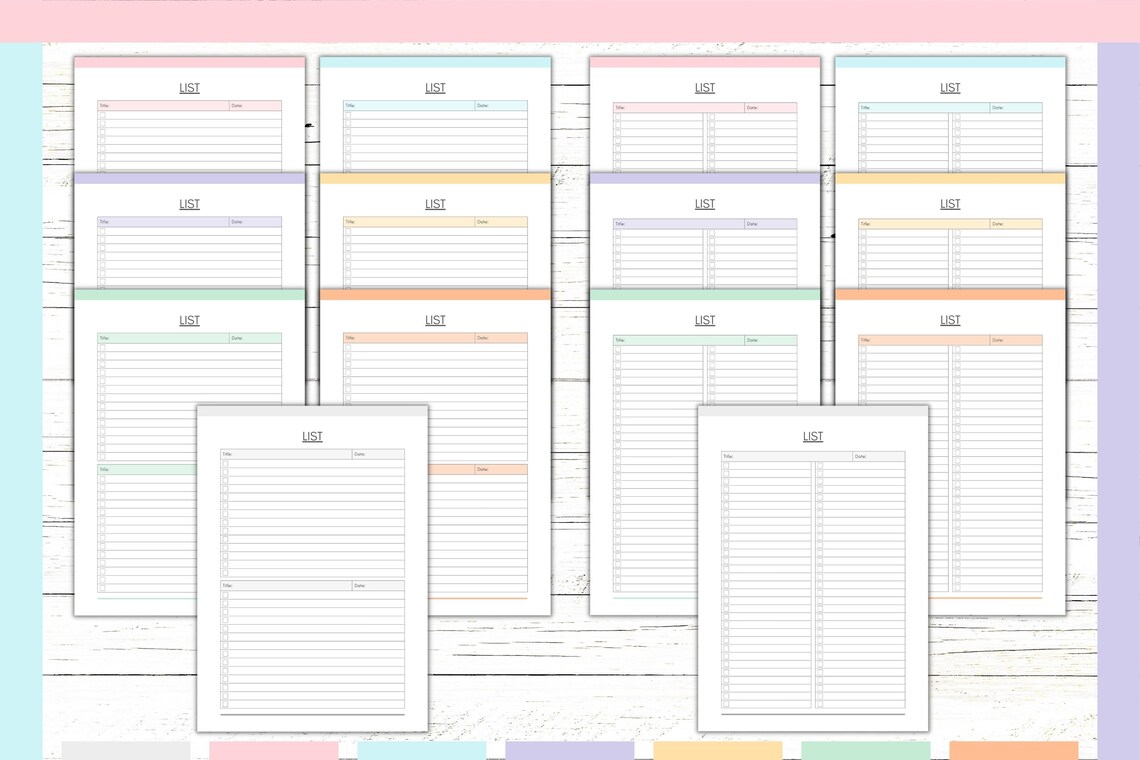 Blank List Template Printable Bundle, Blank List Bundle, Checklist ...