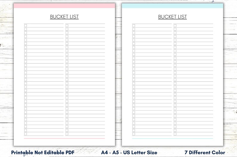 Bucket List Printable Template, Bucket List Sheet, Bucket List Bullet ...