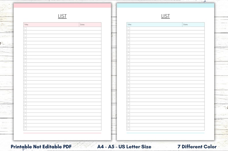 Blank List Template Printable Blank Checklist, Daily Weekly Yearly ...