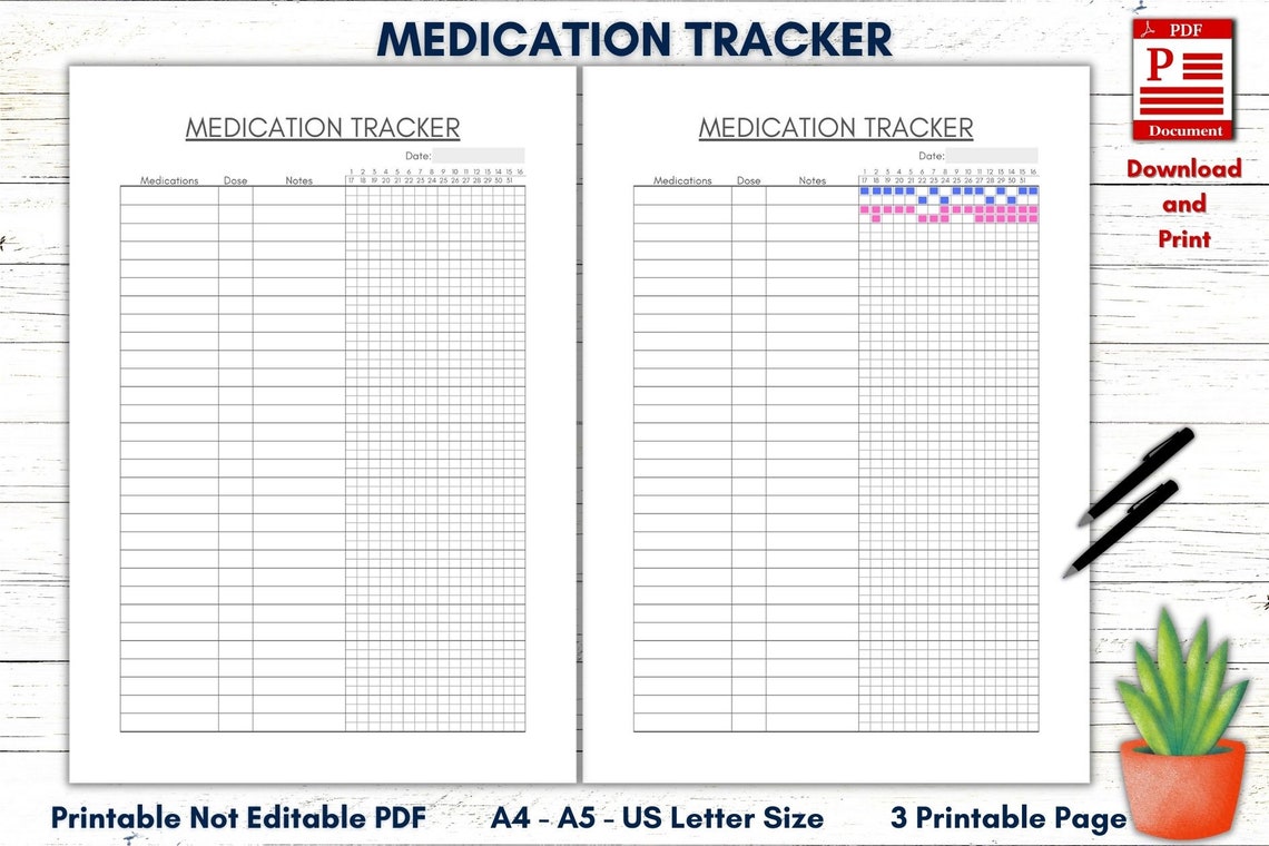 Printable Medication Tracker Printable Meds Log Printable - Etsy