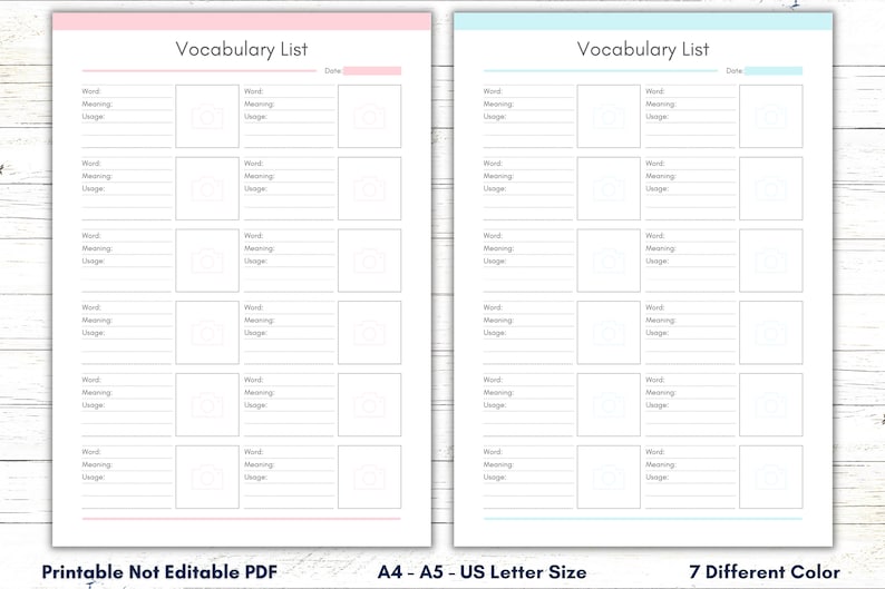 Printable Vocabulary List, Vocabulary Log, Vocabulary Journal ...