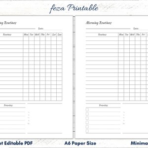 A6 Morning Routine Printable, Morning Routine Chart, Morning Routine ...