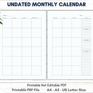 Printable Monthly Calendar Printable Monthly Organizer | Etsy