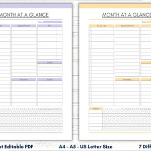 Printable One Line A Day and Month at A Glance Template, PDF Monthly ...