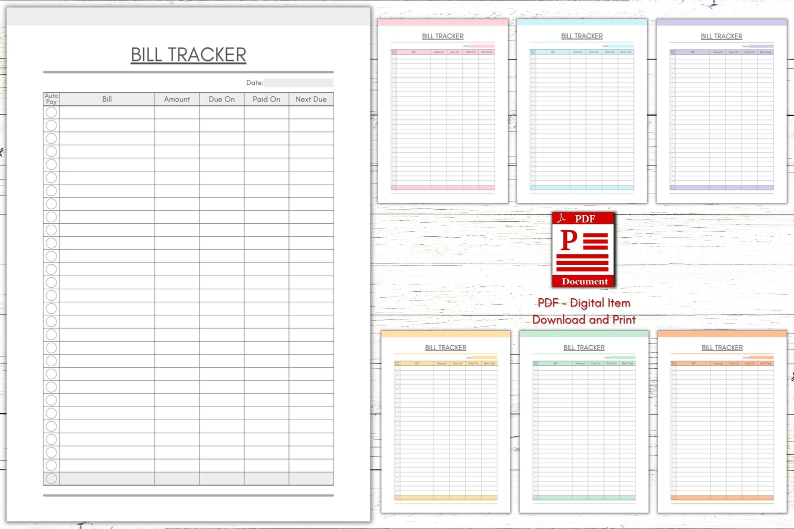 Printable Bill Payment Sheet, Monthly Bills Record, Bill Tracking Sheet ...