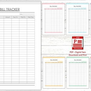 Printable Bill Payment Sheet, Monthly Bills Record, Bill Tracking Sheet ...
