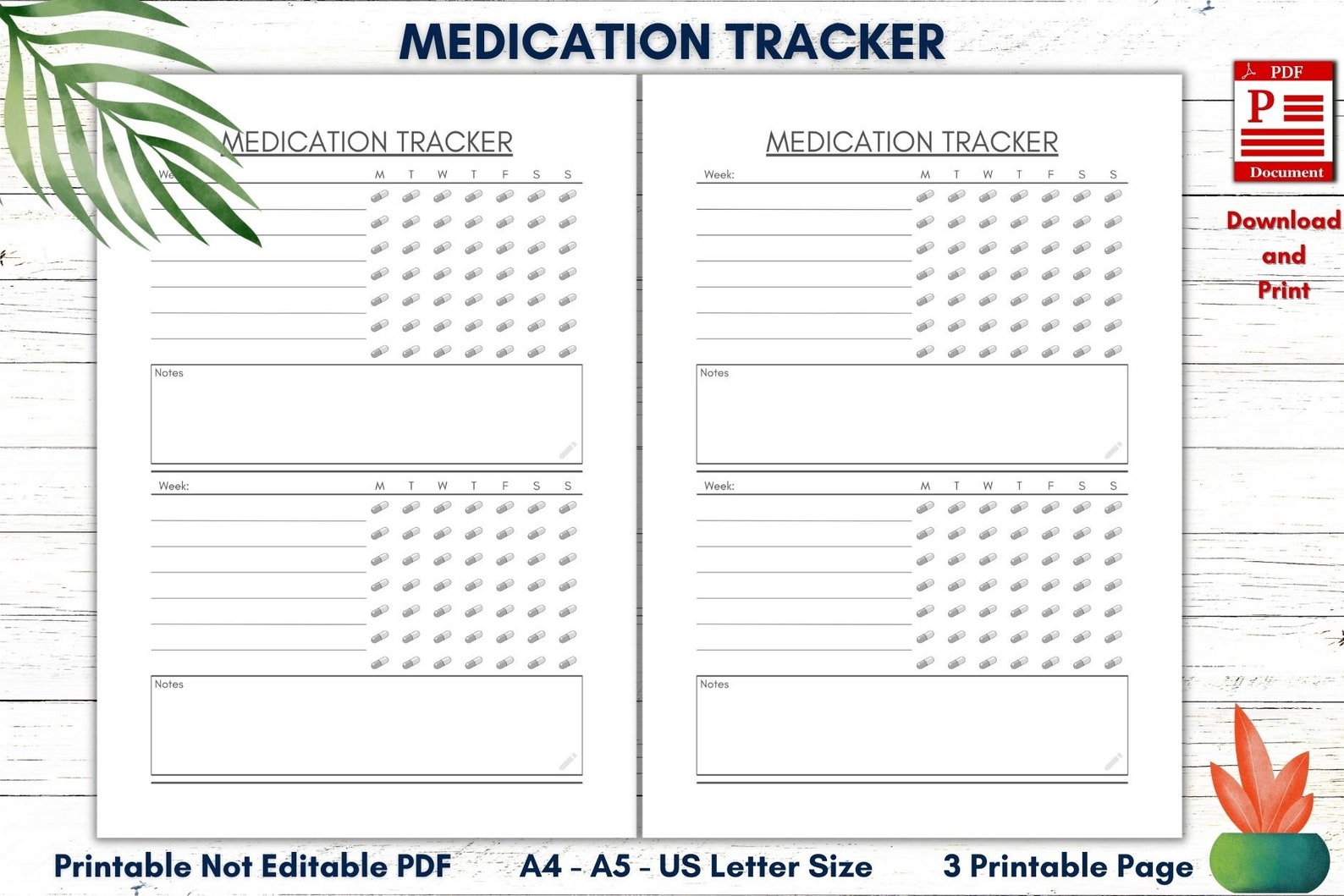 Printable Medication Tracker Printable Meds Log Printable - Etsy