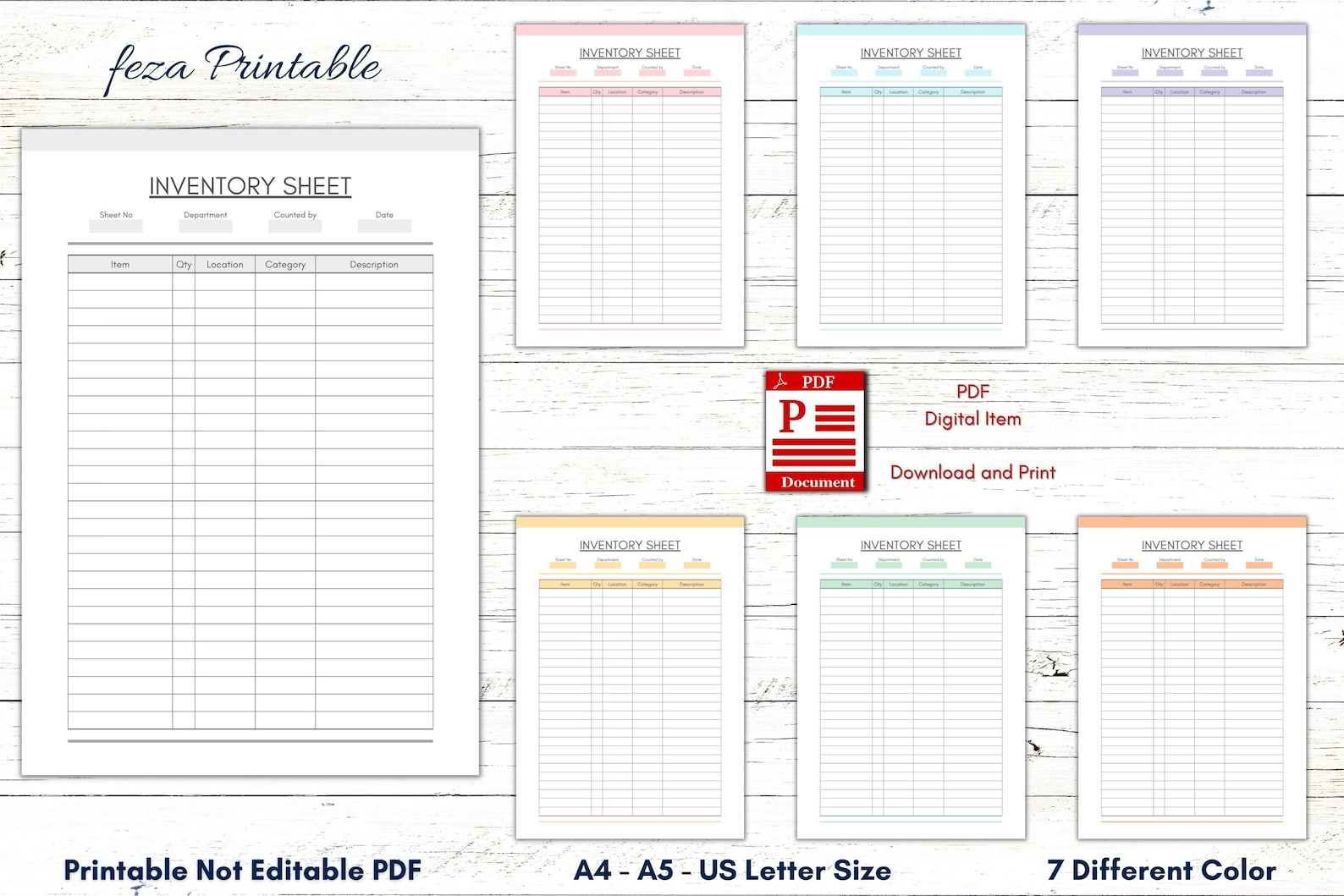 Printable Inventory Count Sheet, Inventory Count Insert, Printable ...