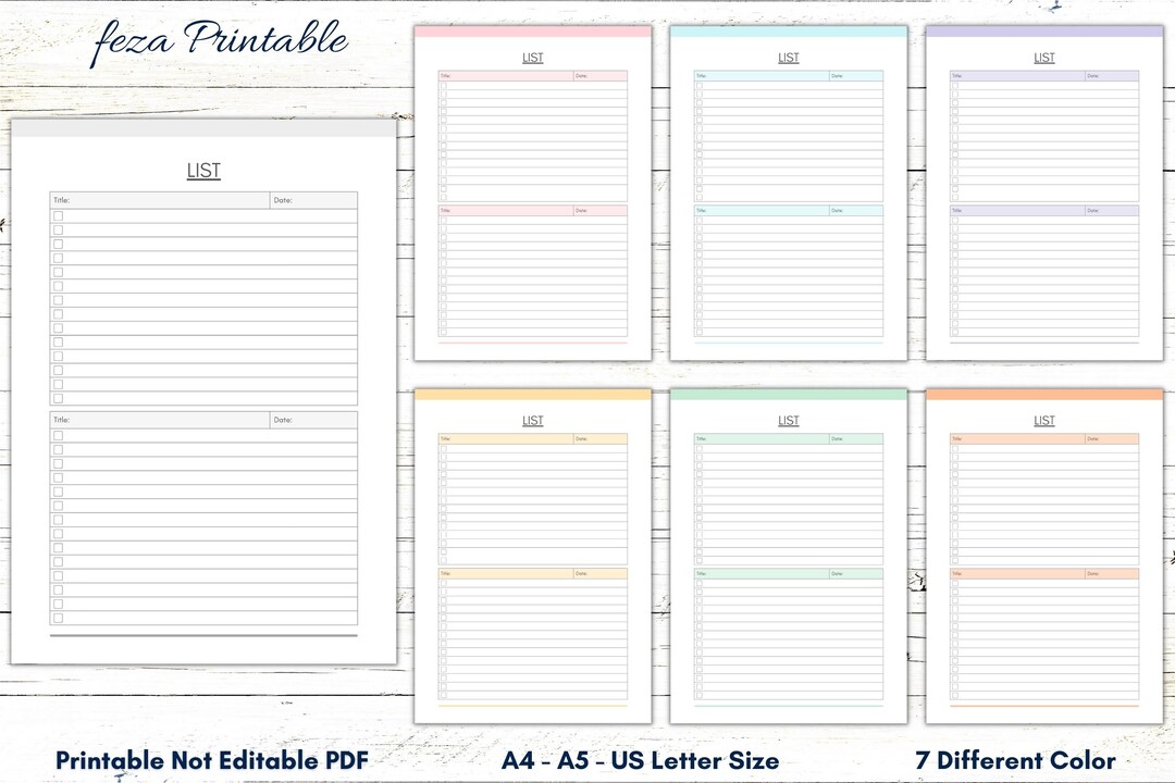 Printable Blank List Template, Blank Checklist Form, Blank List Form ...