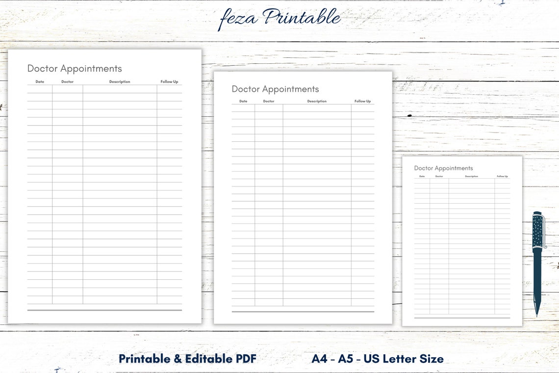 Doctor Appointment Printable Template Doctor Appointment - Etsy