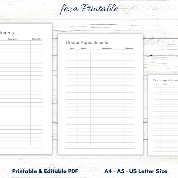 Doctor Appointment List Printable - Etsy