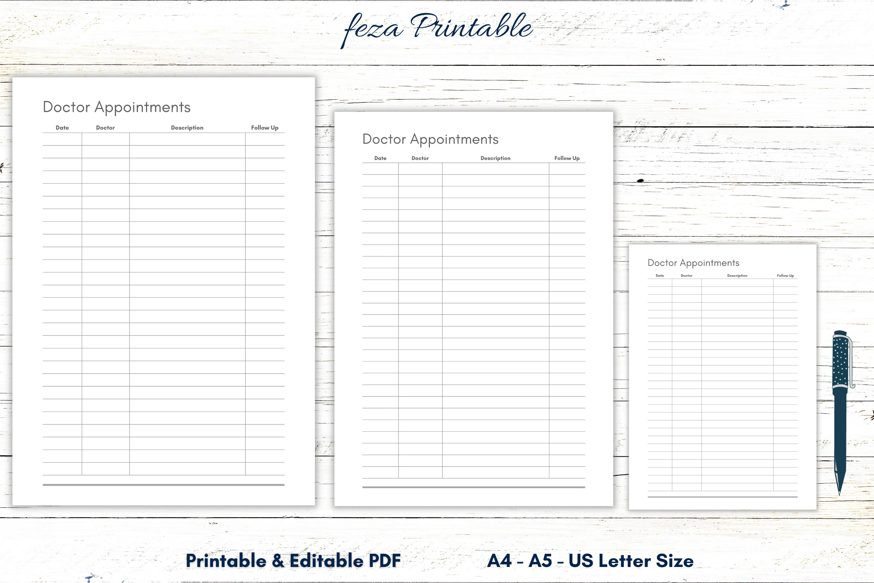 Doctor Appointment Printable Template, Doctor Appointment Tracker ...