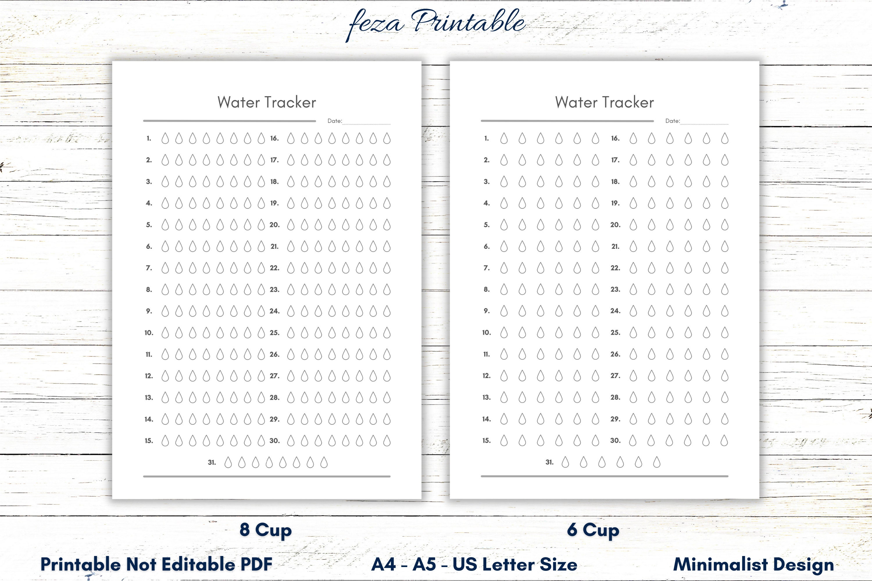 Printable Water Tracker, Water Tracker Template, Water Tracker Planner ...