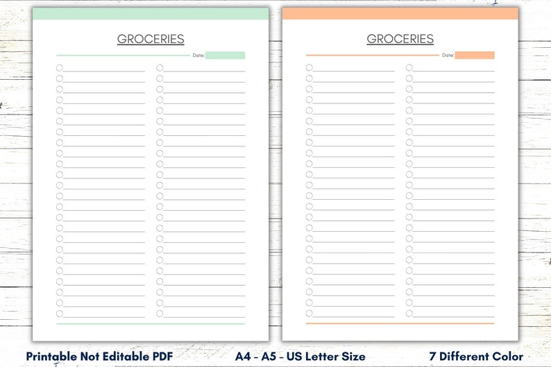 Grocery List Printable Template, Grocery Checklist, Food Shopping List ...