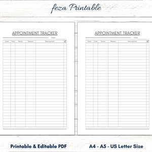 Appointment Tracker Template Printable, Appointment Book Editable ...