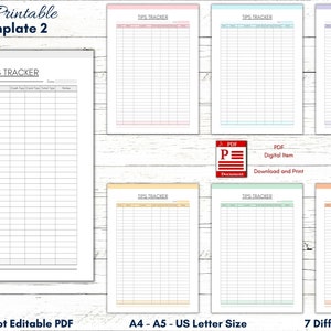 Printable Hours and Tips Tracker, Cash Tips Tracker, Card Tips Tracker ...