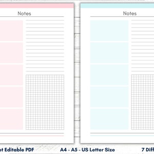 Printable Lined and Grid Note Pages Template, Lined Grid Note Page ...