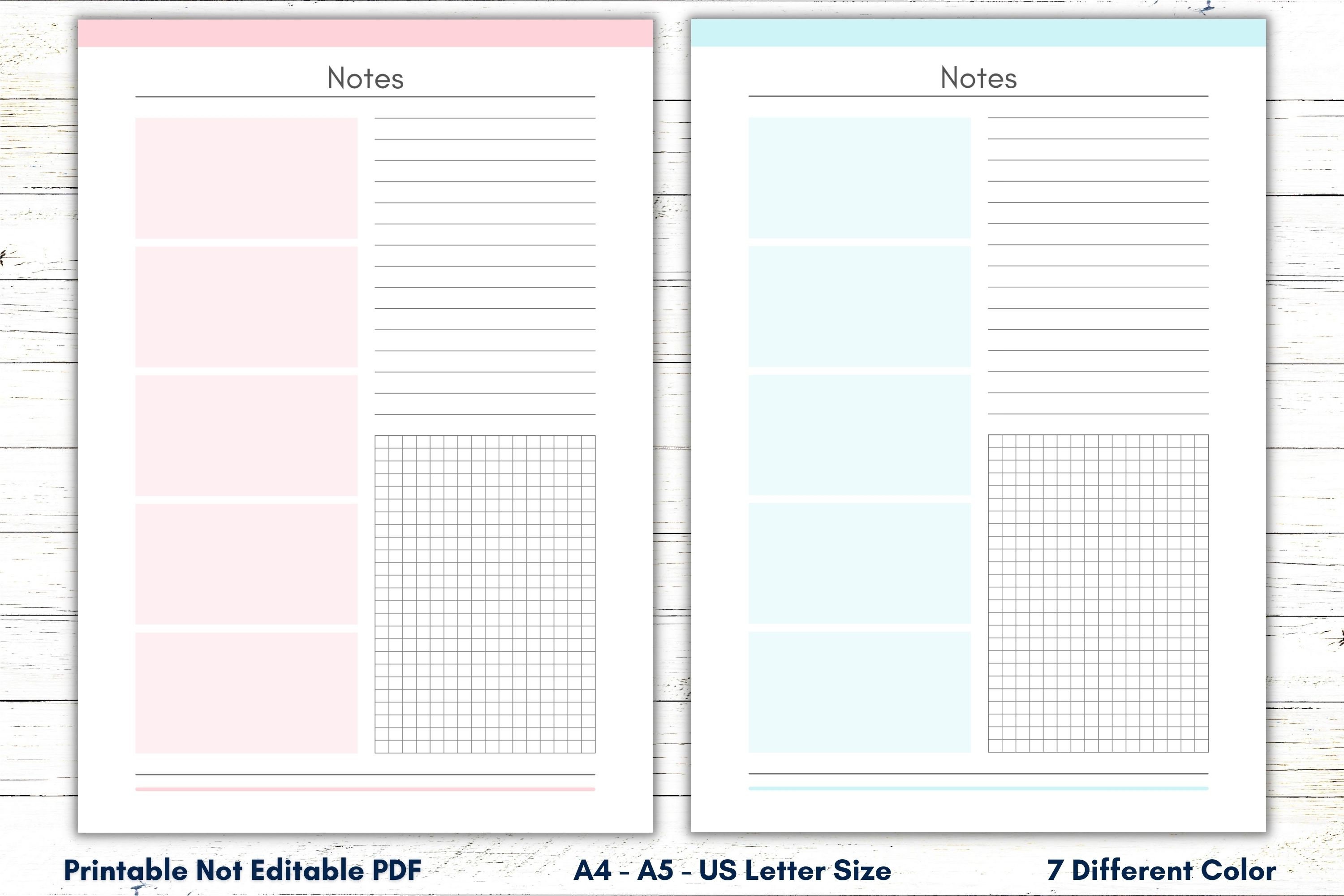 Printable Lined and Grid Note Pages Template, Lined Grid Note Page ...