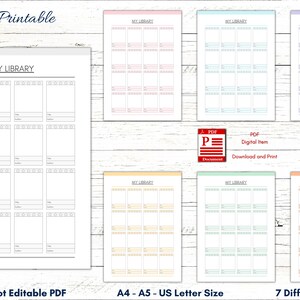 Library Planner Printable Template, Library Overview, Library List ...
