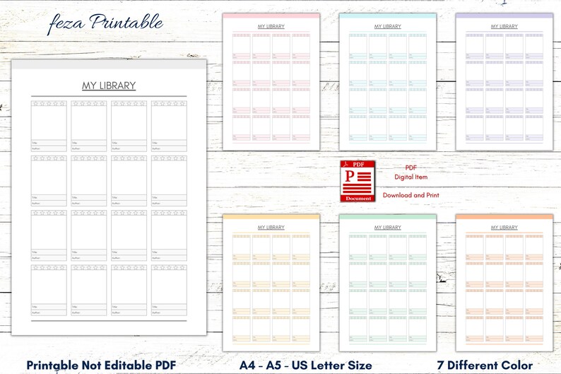 Library Planner Printable Template, Library Overview, Library List ...