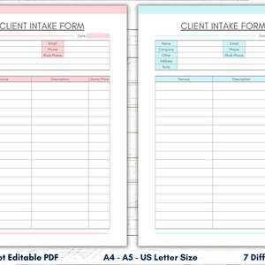 Printable Client Intake Form, Client Service List, Business New Client ...
