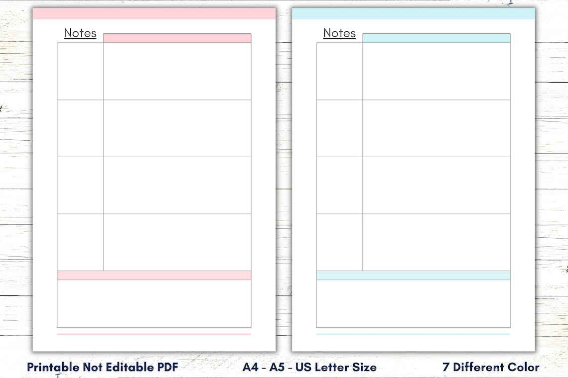 Printable Note Taking Pages, Blank Note Pages Template, Student Note ...