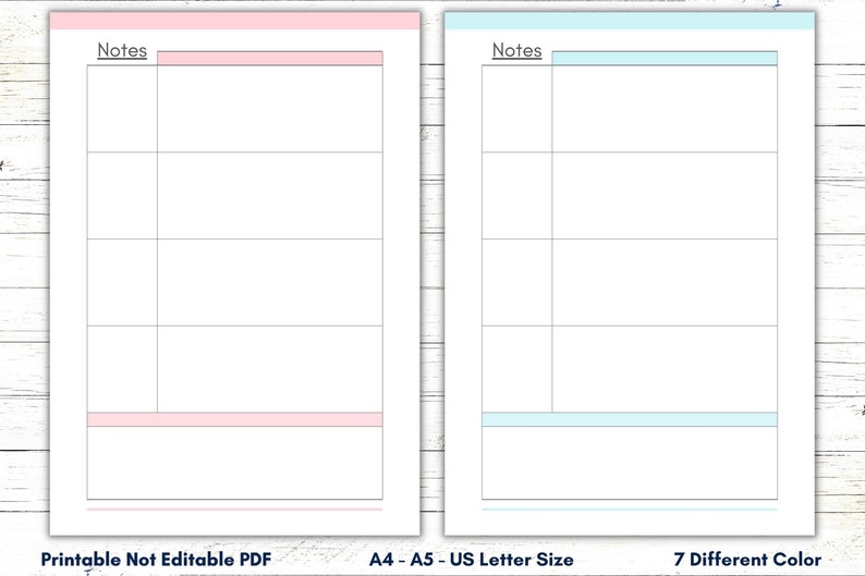 Printable Note Taking Pages, Blank Note Pages Template, Student Note ...
