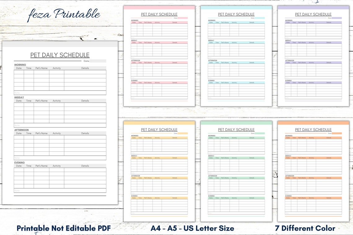 Printable Pet Daily Activity List, Pet Daily Schedule Sheet, Pet Daily ...