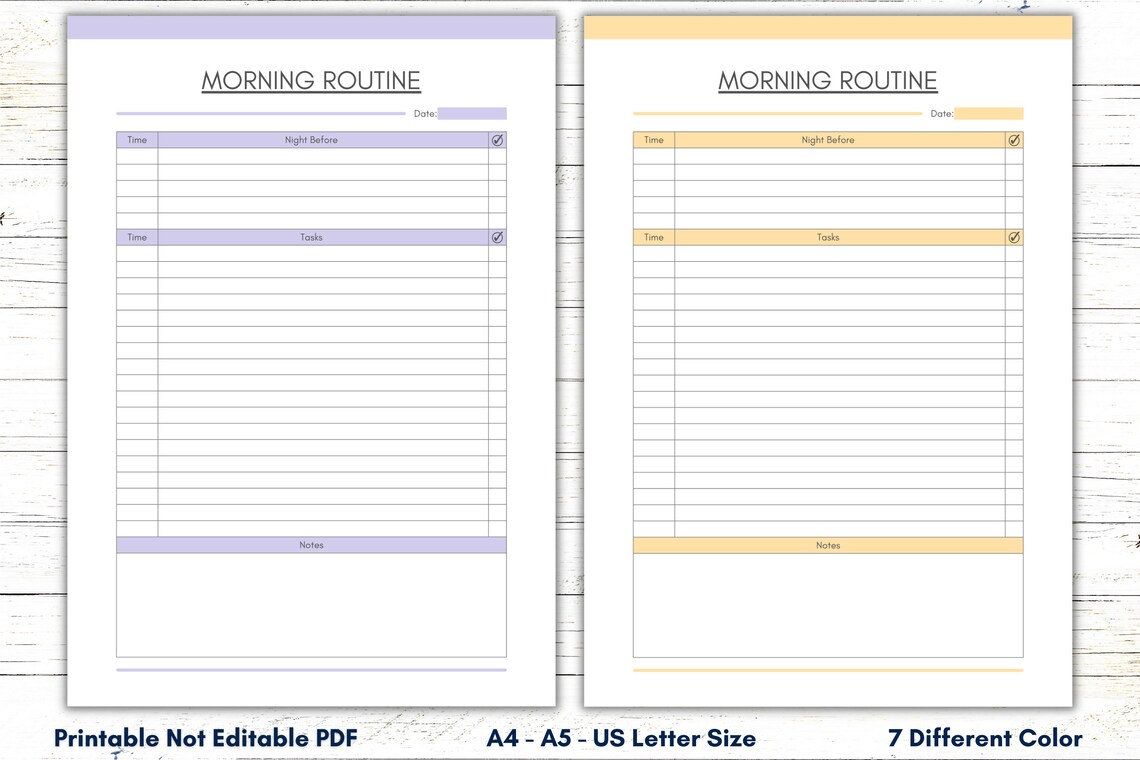 Morning Routine Sheet Printable Template, Morning Routine Log, Morning ...