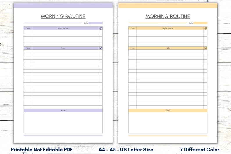 Morning Routine Sheet Printable Template, Morning Routine Log, Morning ...