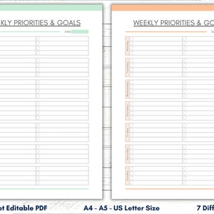 Weekly Priorities and Goals List Printable Template, Priorities ...