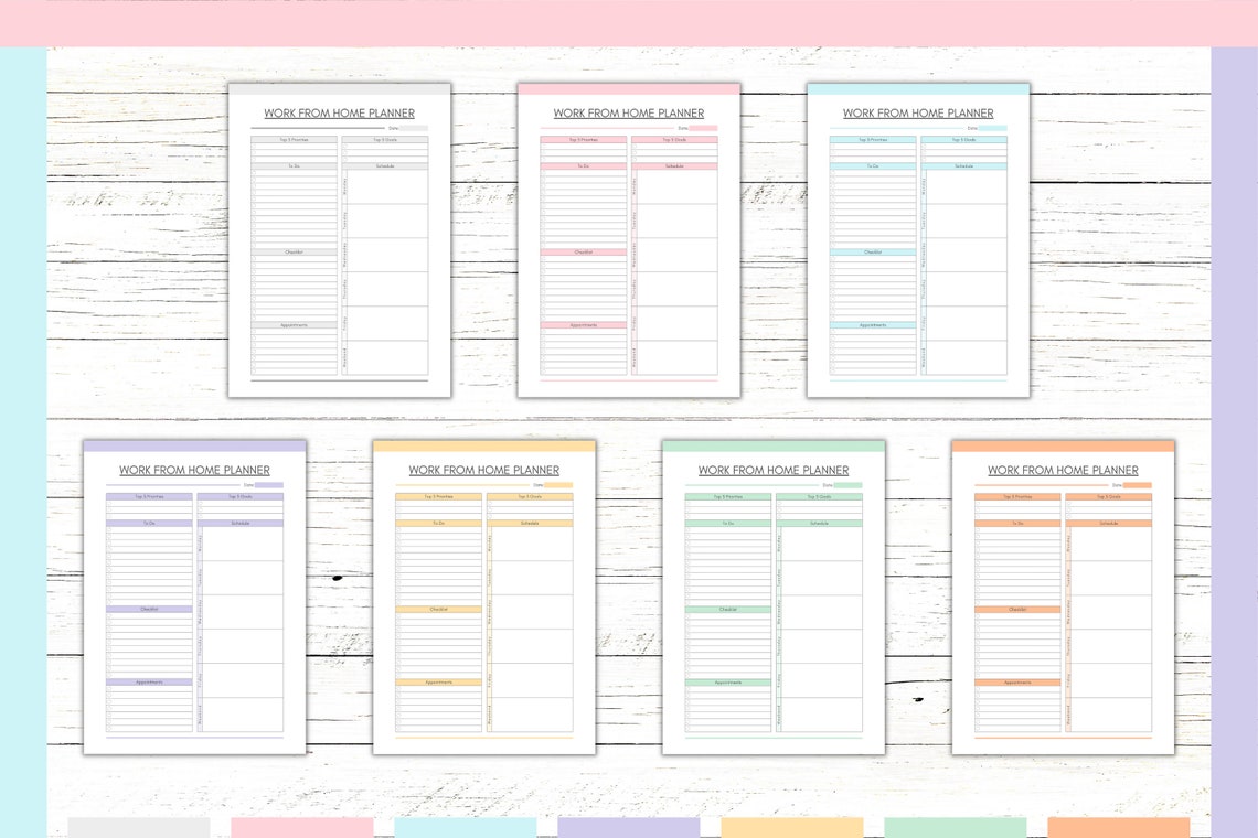 Work From Home Planner Printable Template, Daily Working Planner ...