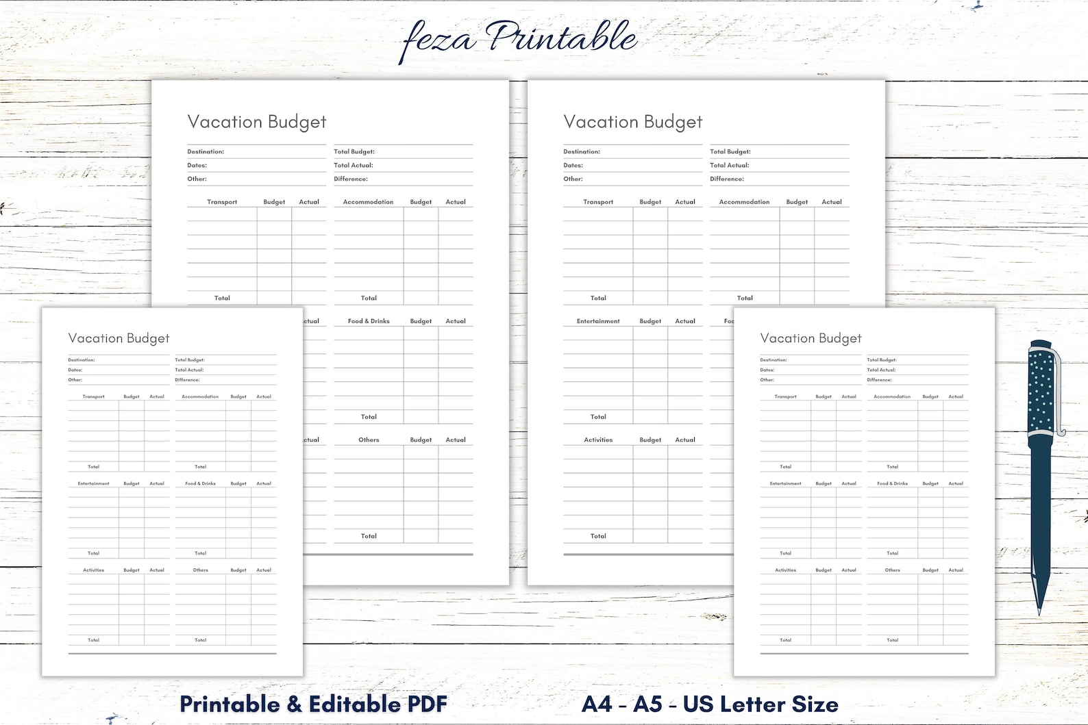 Vacation Budget Planner Printable & Editable, Vacation Budget Tracker ...