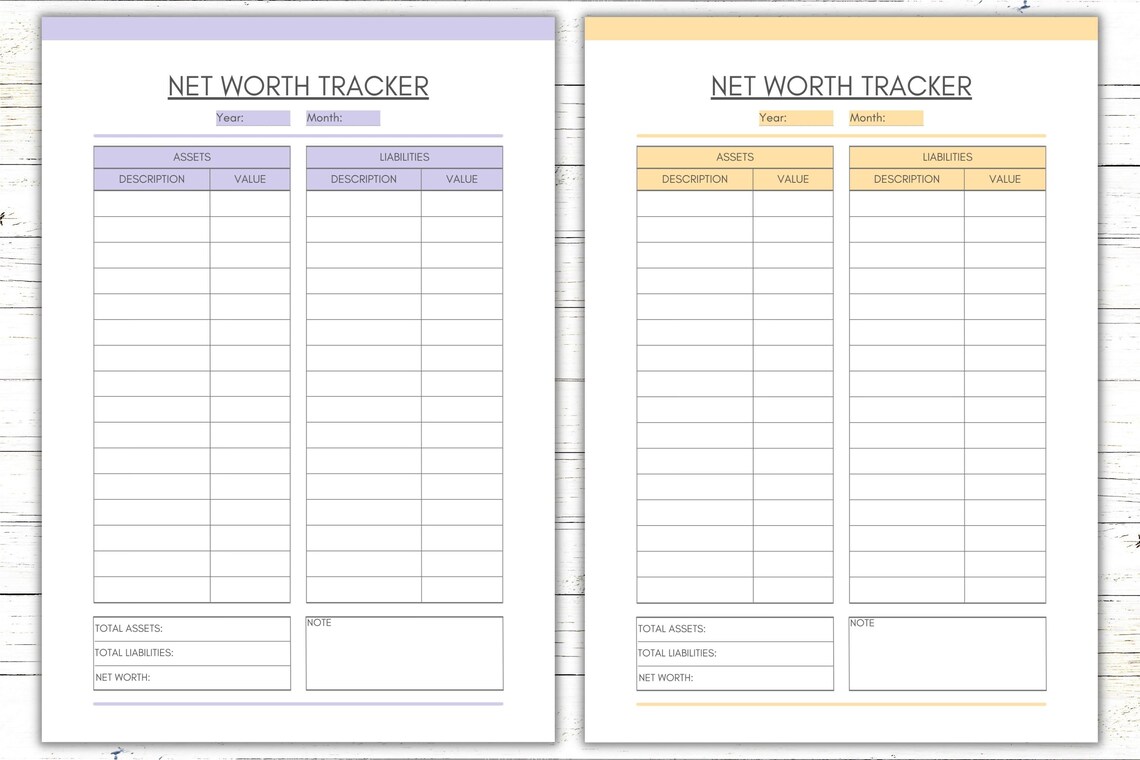Printable Net Worth Tracker, Net Worth Planner, Net Worth Sheet ...