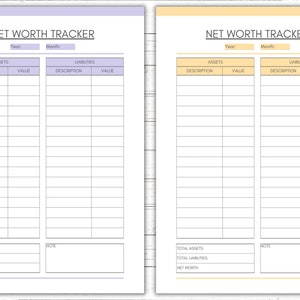 Printable Net Worth Tracker, Net Worth Planner, Net Worth Sheet ...