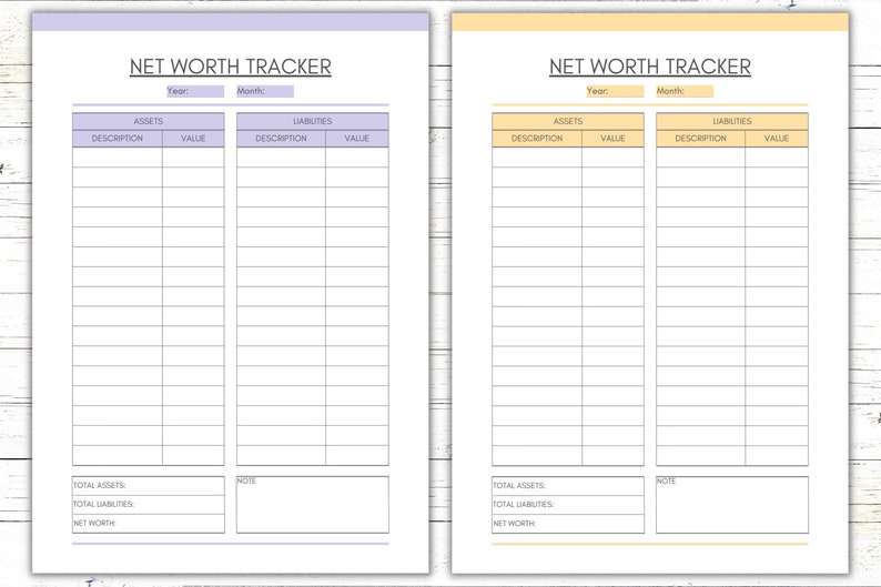 Printable Net Worth Tracker, Net Worth Planner, Net Worth Sheet ...