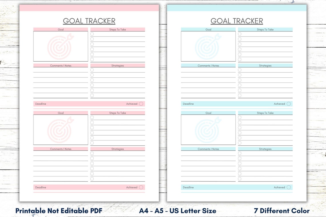 Printable Goal Tracker, Printable Goal Planner, Printable Goal Tracking ...