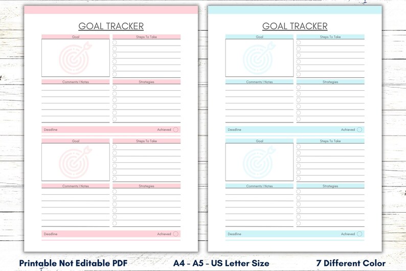Printable Goal Tracker, Printable Goal Planner, Printable Goal Tracking ...