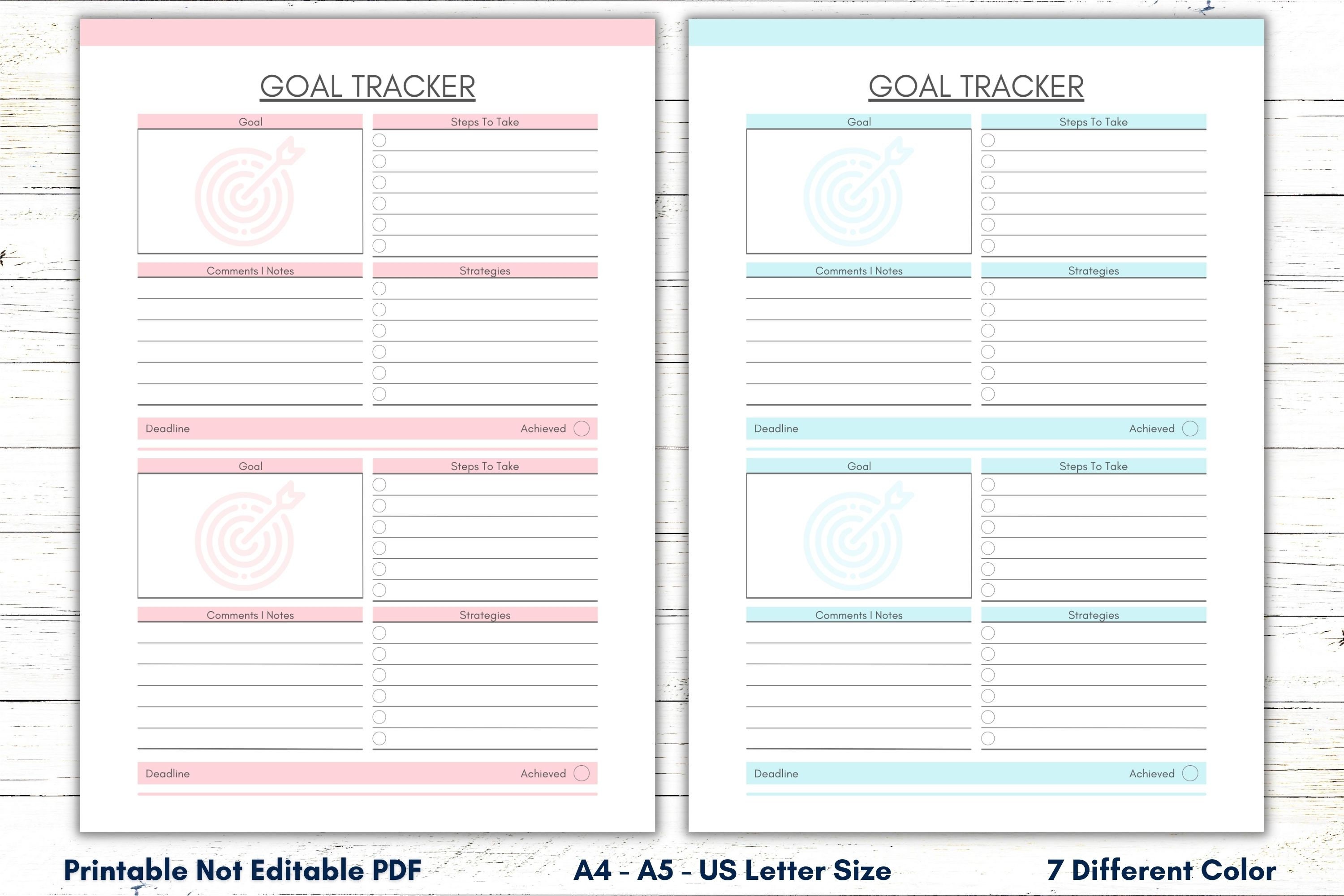 Printable Goal Tracker, Printable Goal Planner, Printable Goal Tracking ...