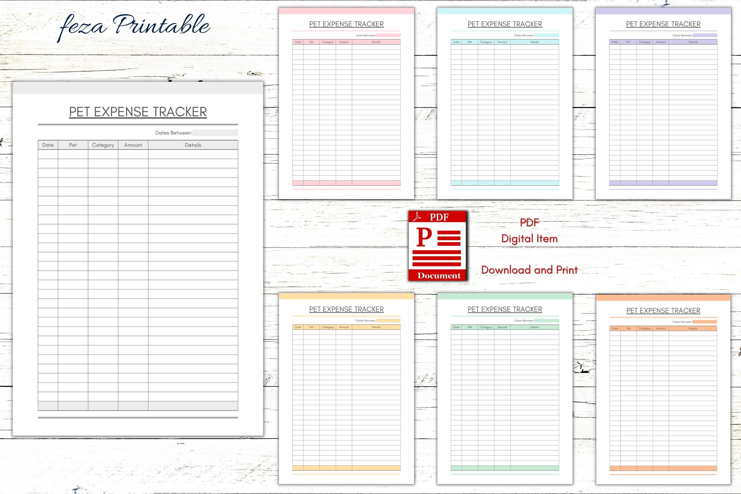 Printable Pet Expense Tracker: Finance Planner Template (PDF) - Etsy