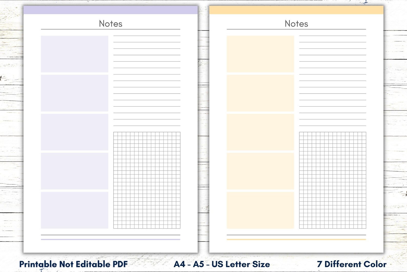 Printable Lined and Grid Note Pages Template, Lined Grid Note Page ...