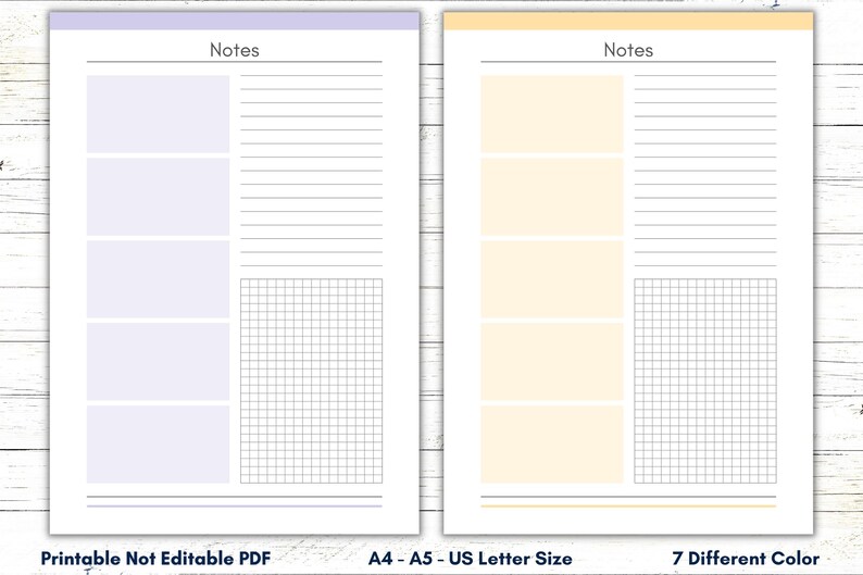 Printable Lined and Grid Note Pages Template, Lined Grid Note Page ...