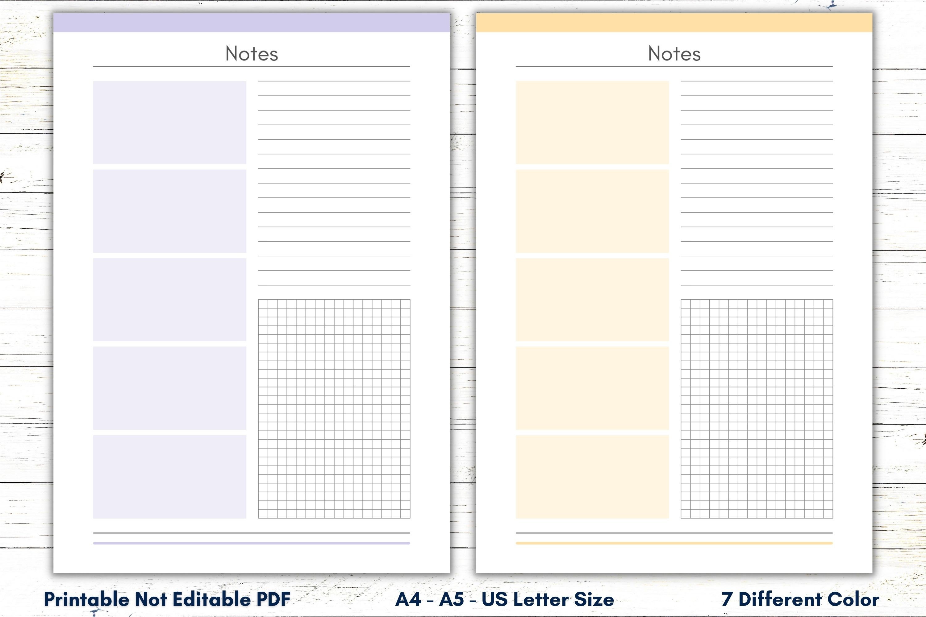 Printable Lined and Grid Note Pages Template, Lined Grid Note Page ...