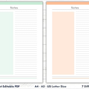 Printable Lined Note Pages Template, Lined Note Page, Colored Note Page ...